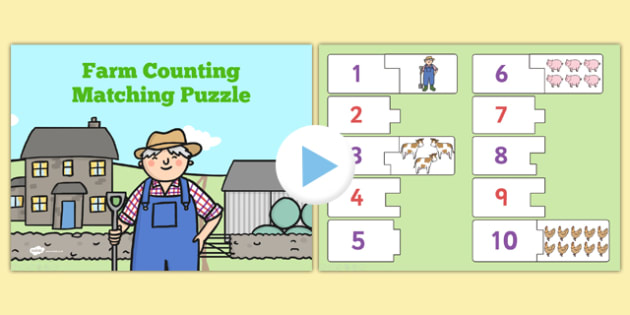 Farm Themed Counting Puzzle Activity Presentation - activities