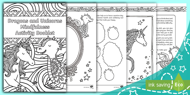 Dragons and Unicorns Themed Mindfulness Activity Booklet