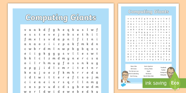 Computing Giants Word Search (teacher made)