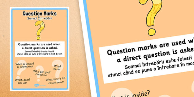 Question Marks Punctuation Poster Romanian Translation