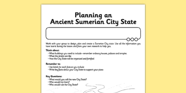 Ancient Sumer Planning a City State Activity (teacher made)