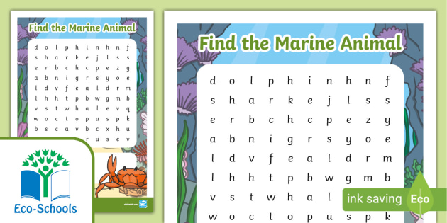 Marine Animals Word Search (teacher made)
