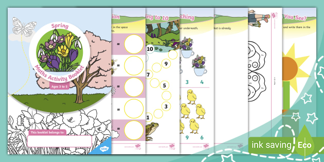 Spring Maths Activity Booklet for Ages 3 - 5 (teacher made)