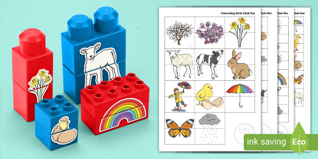 Spring Matching Connecting Bricks Game (teacher made)