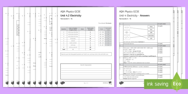AQA Style Physics Separate Science Specimen Paper: Unit 2 Electricity