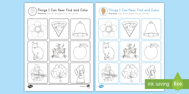 Things I Can Hear: Find and Color Worksheet