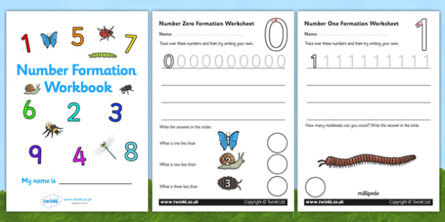 Minibeasts Themed Number Formation Workbook - Handwriting