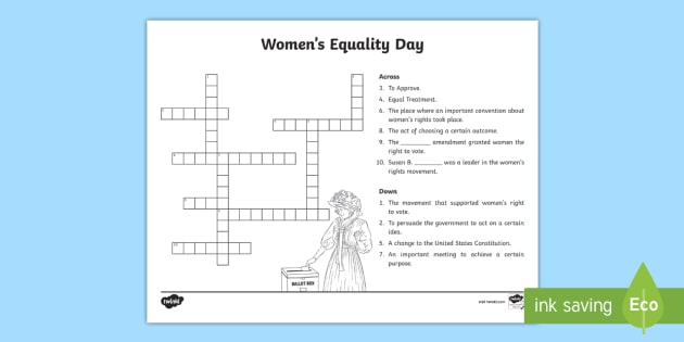 Women's Equality Day Crossword | Twinkl Events and Resources