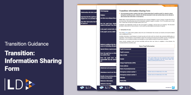 Transition: Information Sharing Form (teacher made)