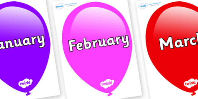 FREE! - Months of the Year on Balloons (teacher made)