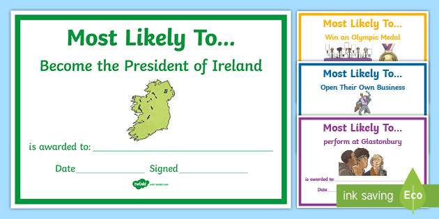 ‘Most Likely To’ End of School Year Awards Templates