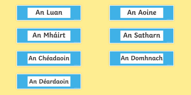 Laethanta na Seachtaine Labels