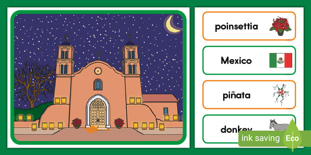 Las Posadas Anchor Chart and Word Cards (teacher made)