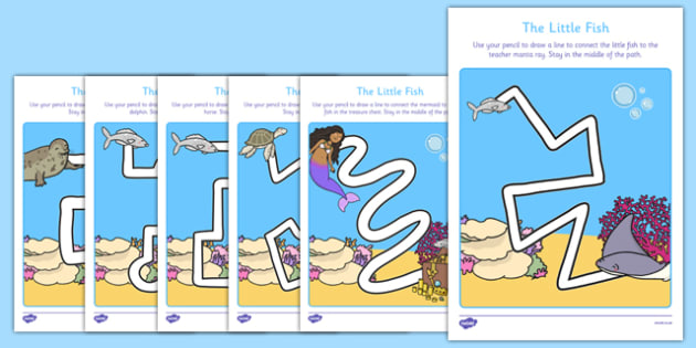 The Little Fish Pencil Control Path Worksheet / Worksheet Pack