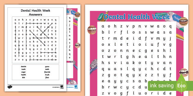 Dental Health Week Word Search (teacher made)