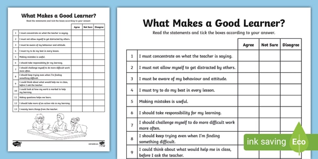 What Makes a Good Learner Survey (teacher made)