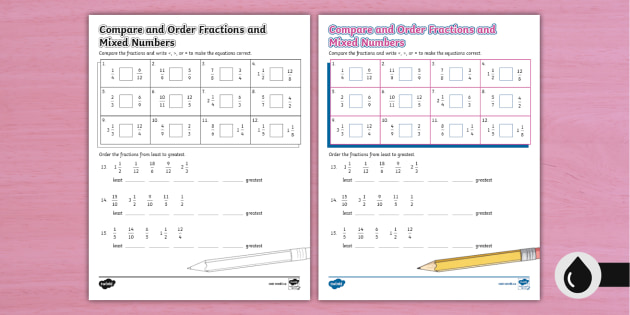 Ordering Mixed Numbers Worksheet Pdf