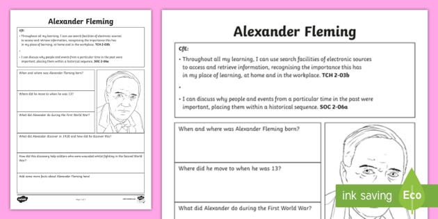 Alexander Fleming Research Worksheet / Worksheet