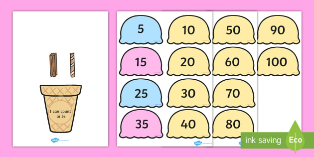 Counting in 5s Ice Cream Cone Ordering Activity
