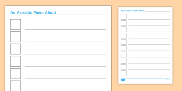 Free Acrostic Poem Template