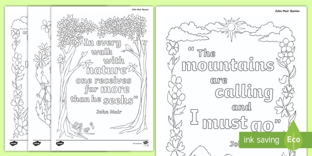 * NEW * John Muir Quotes Mindfulness Colouring Pages