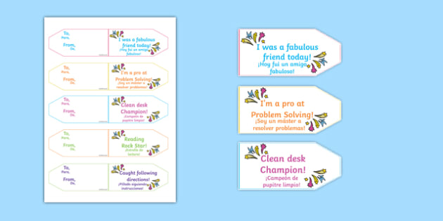 Achievement Brag Tags Spanish Translation (teacher made)