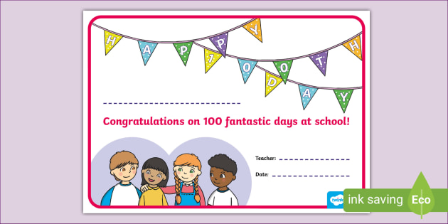 100 Days of School Award (teacher made)