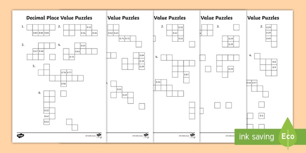 Decimal Missing Numbers Hundred Square Worksheets