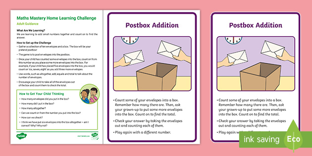 EYFS Maths Mastery Addition Home Learning Challenge: Postbox Addition EYFS Maths Mastery Addition Home Learning Challenge: Postbox Addition