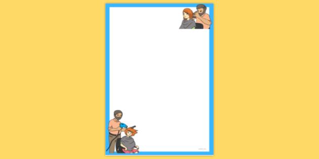 FREE! - Simple Blank Hairdresser Page Border | Page Borders | Twinkl