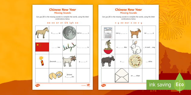 Chinese New Year Missing Sounds Worksheet (teacher made)