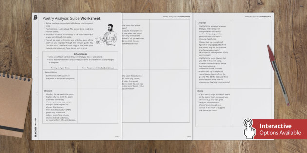 Poetry Analysis Poetry Worksheets Poetry Analysis Worksheet Poetry