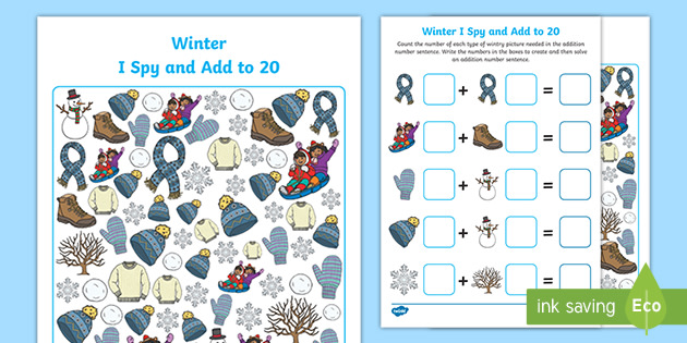 👉 Winter I Spy and Add to 20
