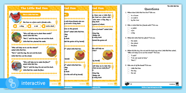 The Little Red Hen | Online Reading Comprehension KS1