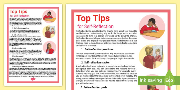 Top Tips on Self-Reflection (teacher made)