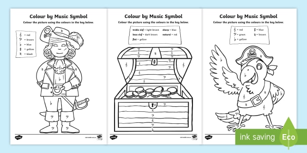 Colour By Music Notation Symbols (teacher made)