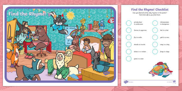 Stop Telling Fibs! Find the Rhyme Poster and Checklist