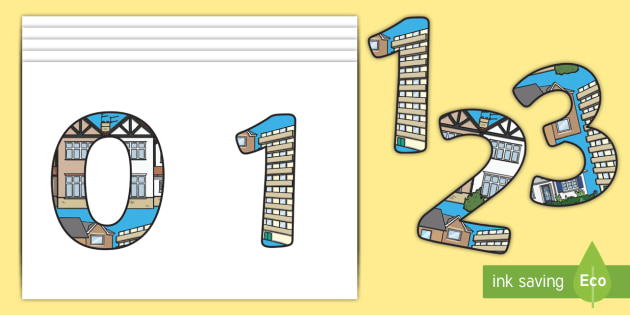 Houses and Homes Themed Display Numbers (teacher made)