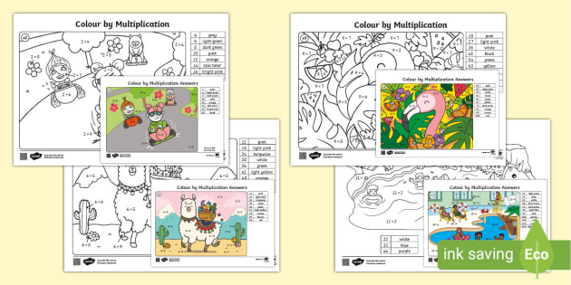 Times Tables Colour by Number Worksheets