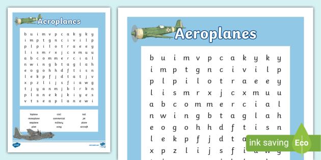 Aeroplanes Word Search (teacher made)
