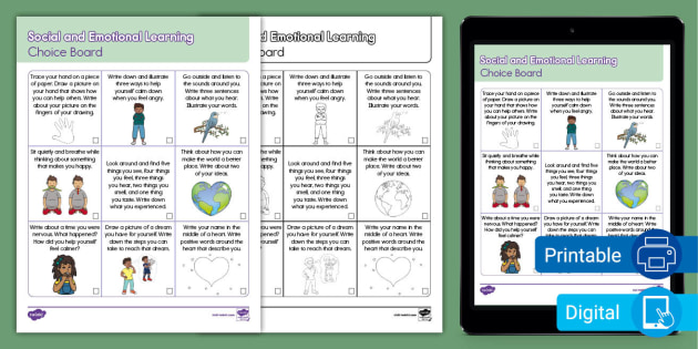 Second Grade Social and Emotional Learning Choice Board