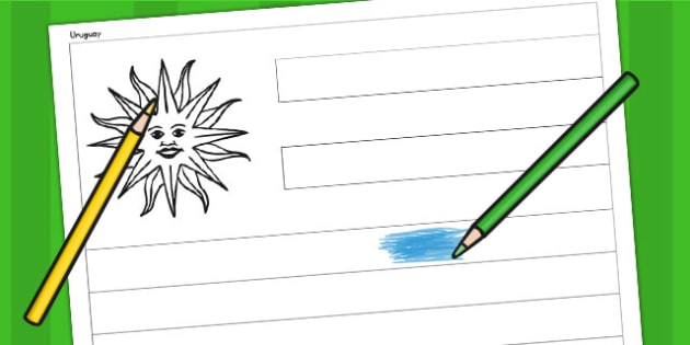 Uruguay A4 Colouring Flag (teacher made)
