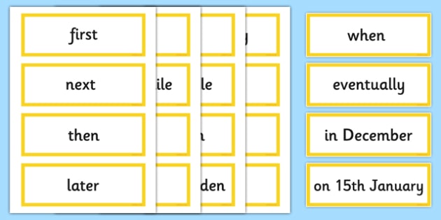 Time Connectives Word Cards