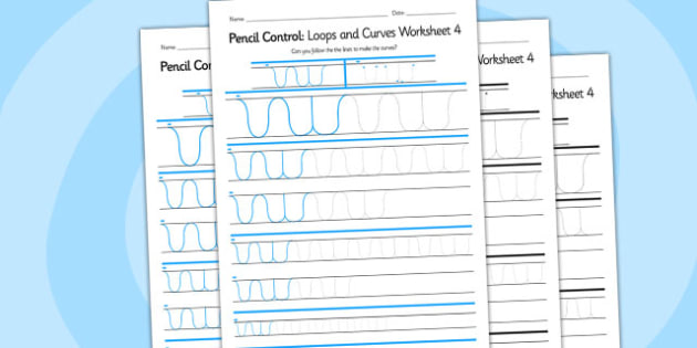 Pencil Control Loops And Curves Worksheet 4 - pencil control