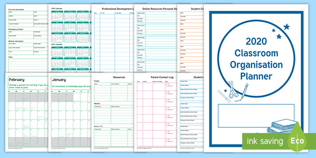 2020 Classroom Organisation Planner and Calendar