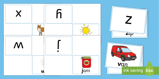Initial Sound and Picture Stand Up Cards: j, v, w, x, y, z