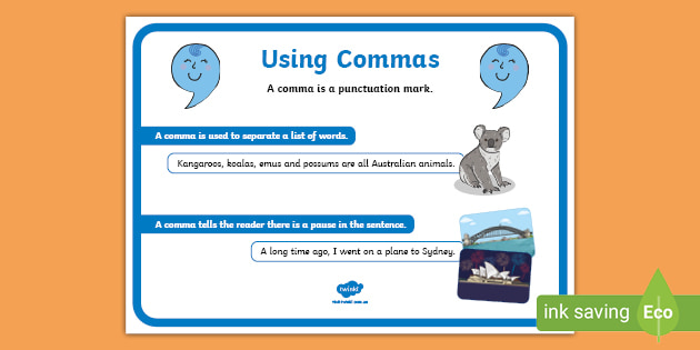 Using Commas Poster - Australian Themed (teacher made)
