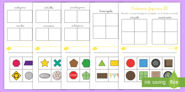 Ficha de actividad: Ordenar figuras 2D (teacher made)