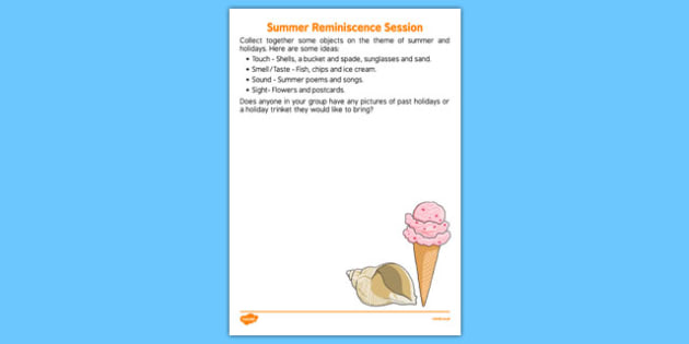 Care Home Summer Reminiscence Session (teacher made)