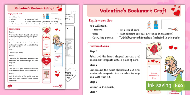 FREE! - Valentine's Bookmark Craft (teacher made)